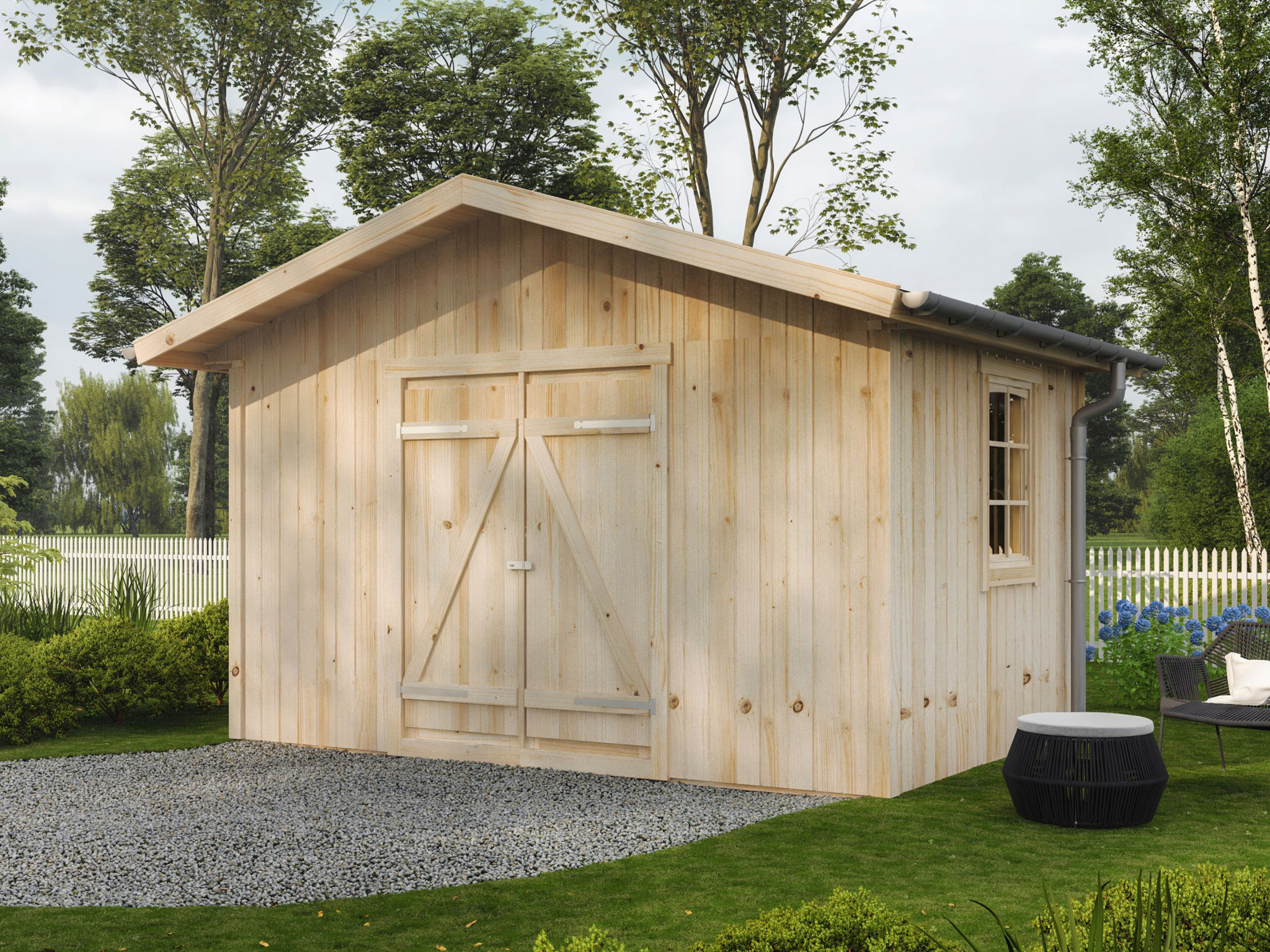 Geräteschuppen Göte - 13,8 m2 großer Geräteschuppen mit Flügeltüren ...