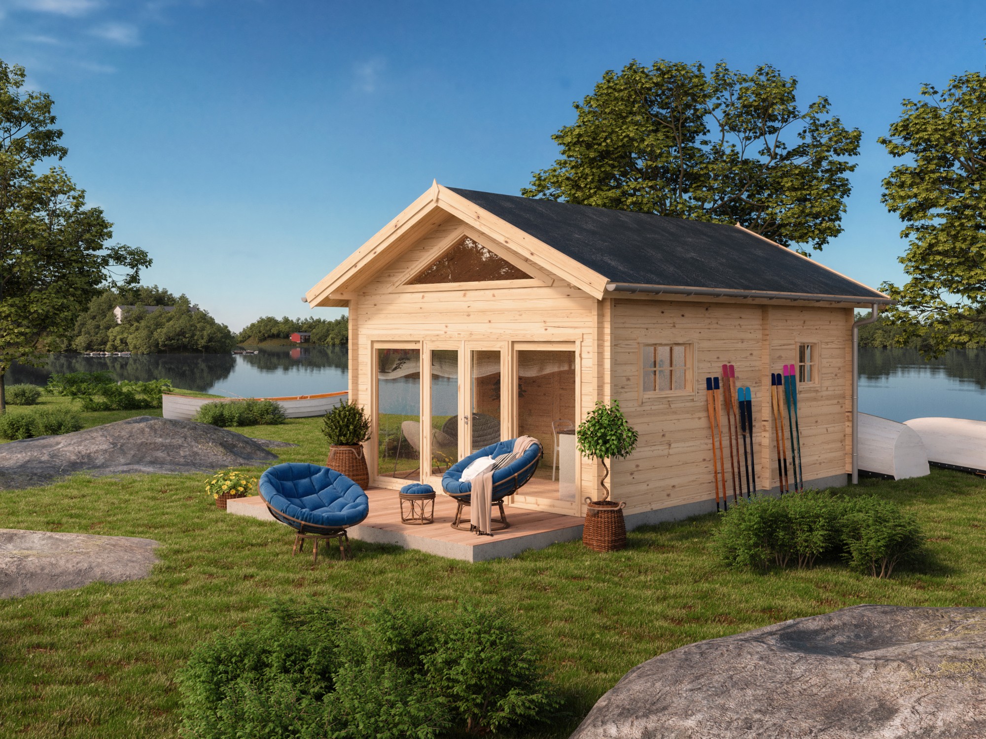 Schwedenhäuschen Edwin 25 qm - Ein modernes Schwedenhäuschen mit großzügigem Lichteinfall | Polhus